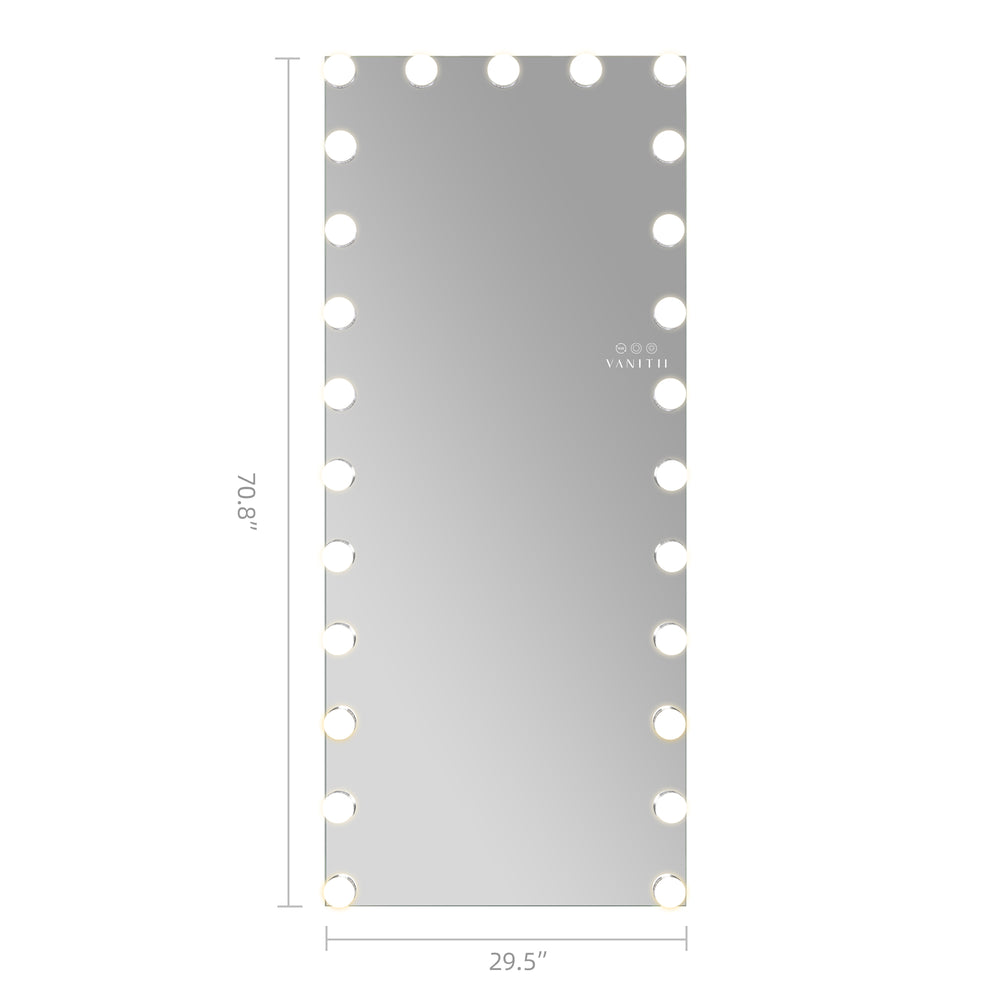VANITII Hollywood Vanity Mirror: 25 Dimmable Led Bulbs, Full Body