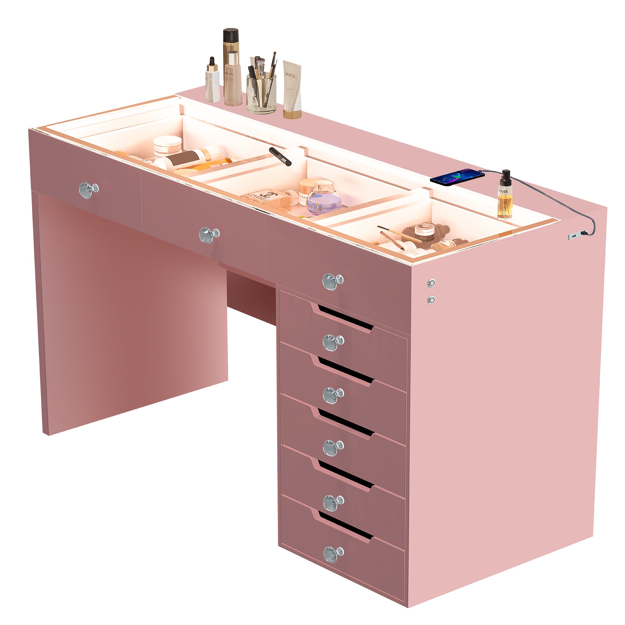 VANITII Diana Pink Vanity Desk - Vanity Desk With Mirror - Vanity Desks