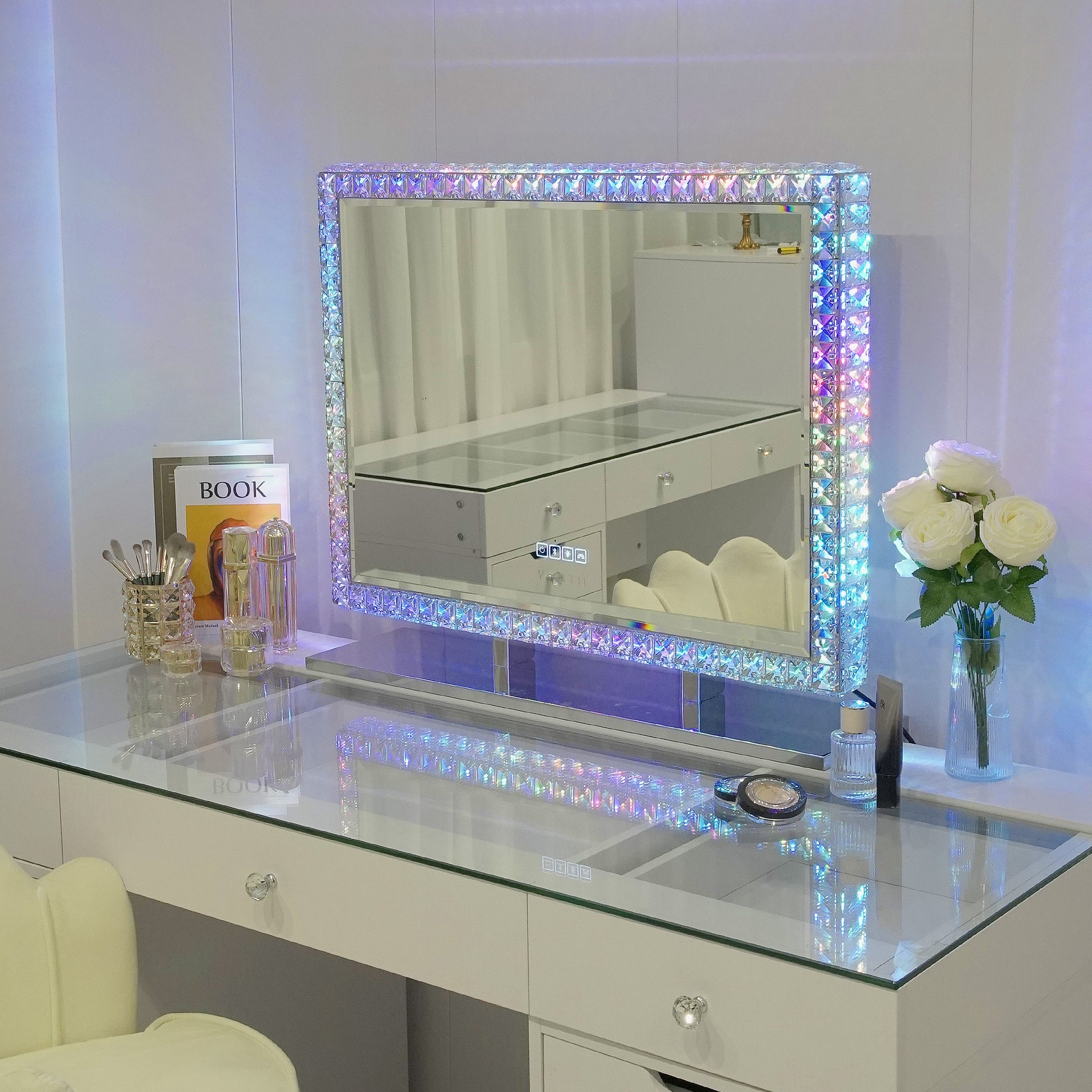Premium Diamond Collection Mirror | Smart Touch Lighting System