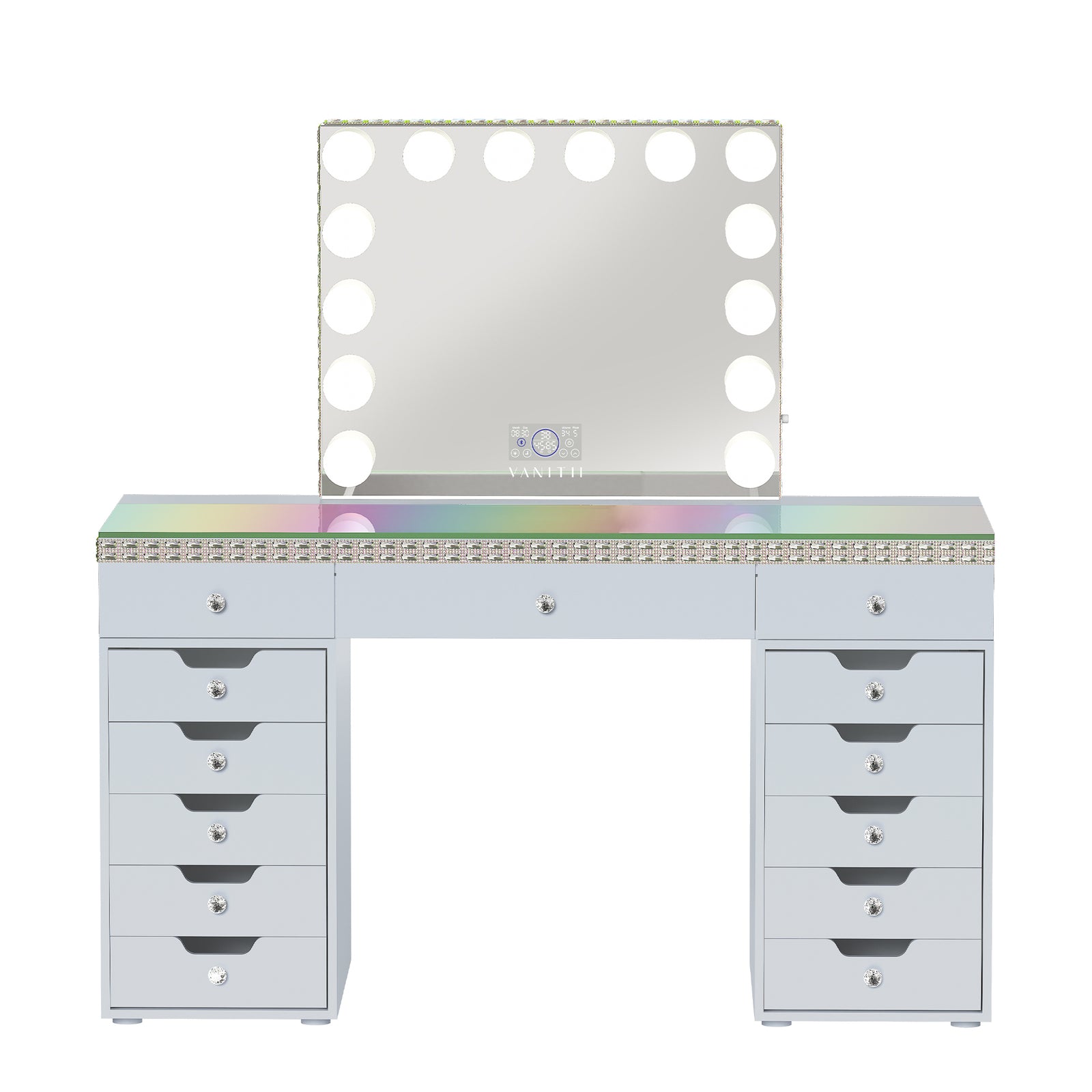 Angel Vanity Set | Crystal LED Beauty Station with RGB Lighting System