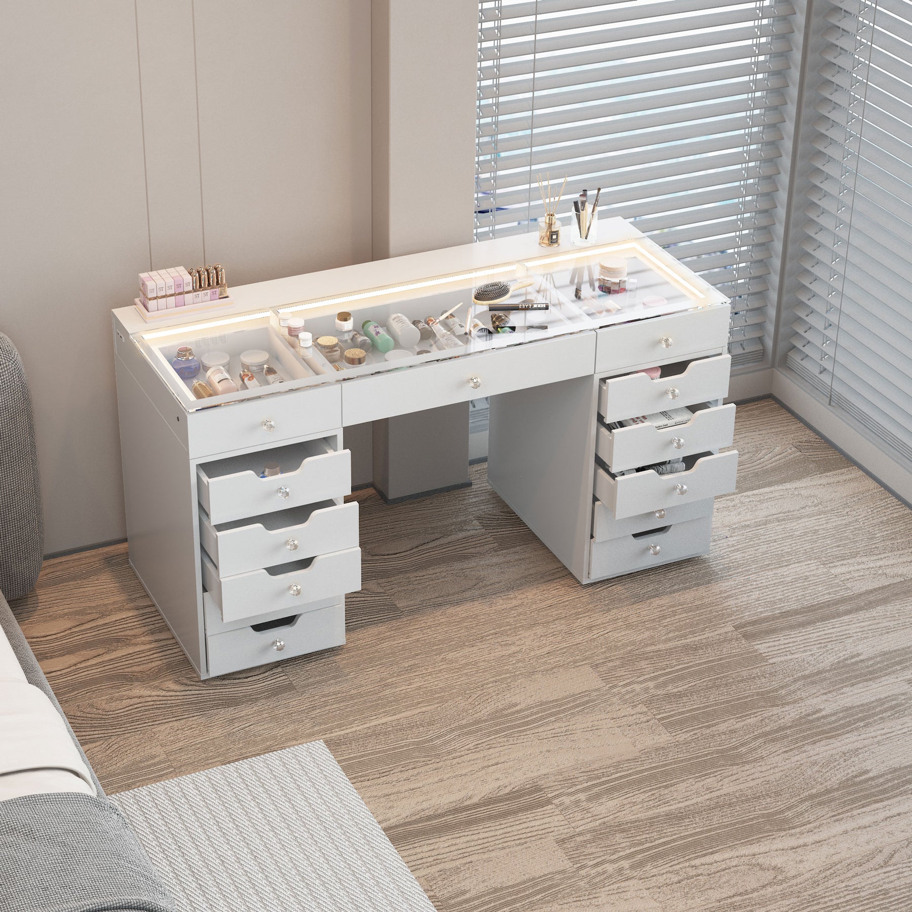 VANITII Eva Vanity Desk Pro - 13 Storage Drawers