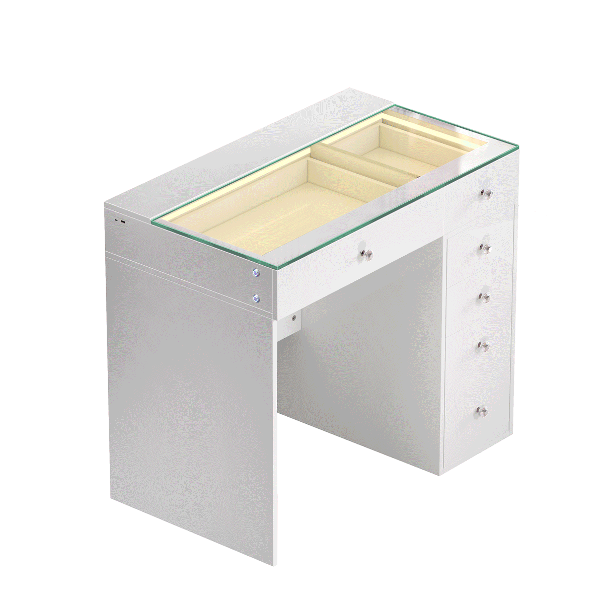 Refined Diana 6-Drawer Desk | LED Makeup Organization System