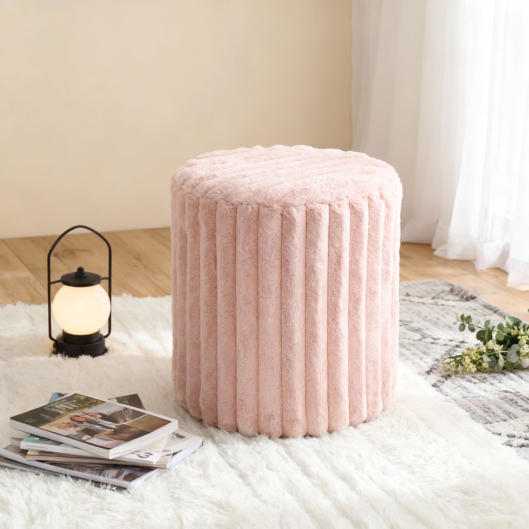 Vanity Chair: Smooth Rabbit Fur